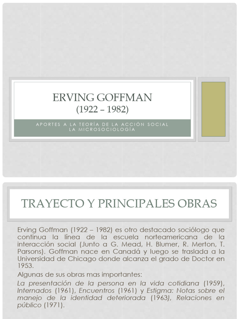 PP Sociología - Goffman | PDF | Estigma social | Institución