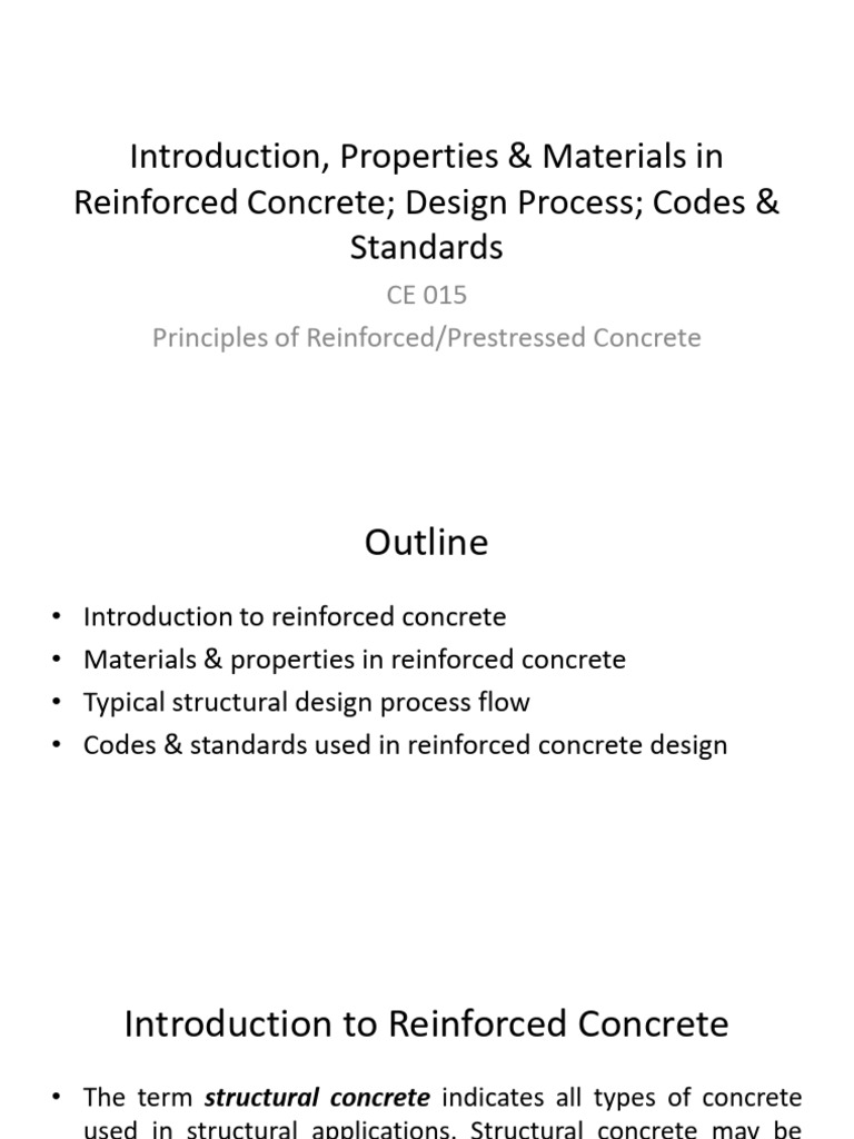 CE 015 01 Introduction, Properties & Materials-1-1 | PDF | Concrete | Reinforced Concrete