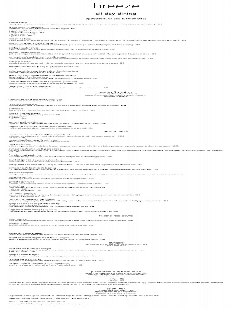 Breeze Restaurant April 2022 | PDF