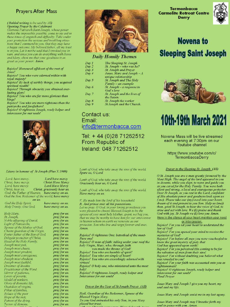 Novena Sleeping ST Joseph | PDF