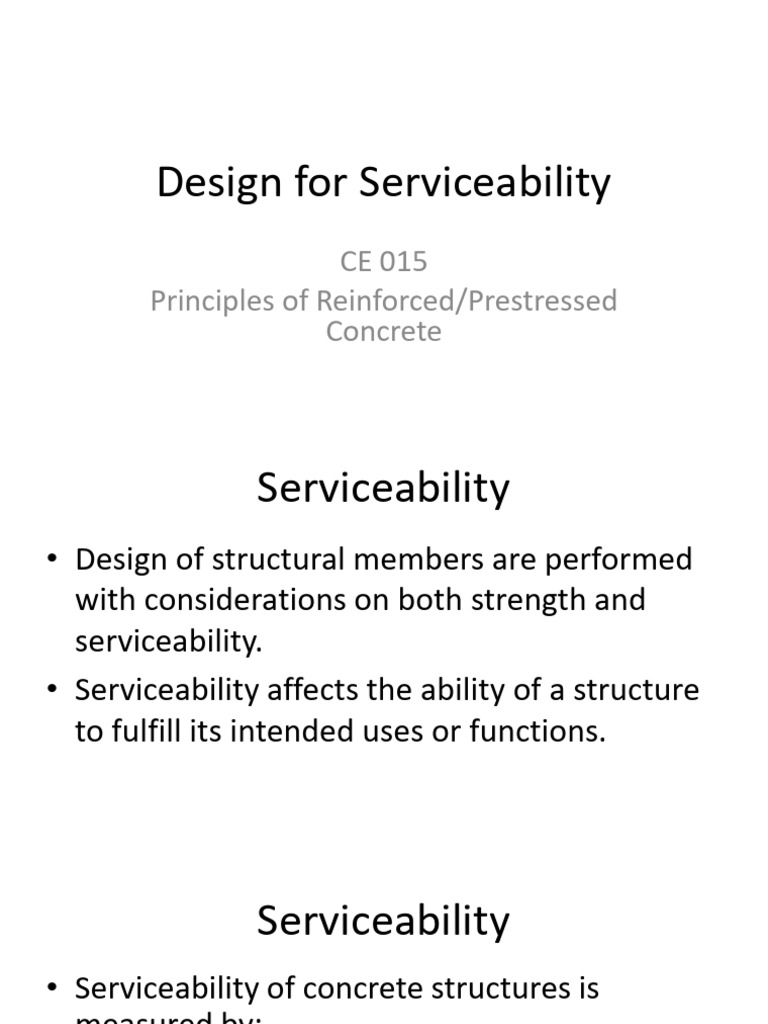 CE 015 04 Design for Serviceability | PDF | Beam (Structure) | Young's ...