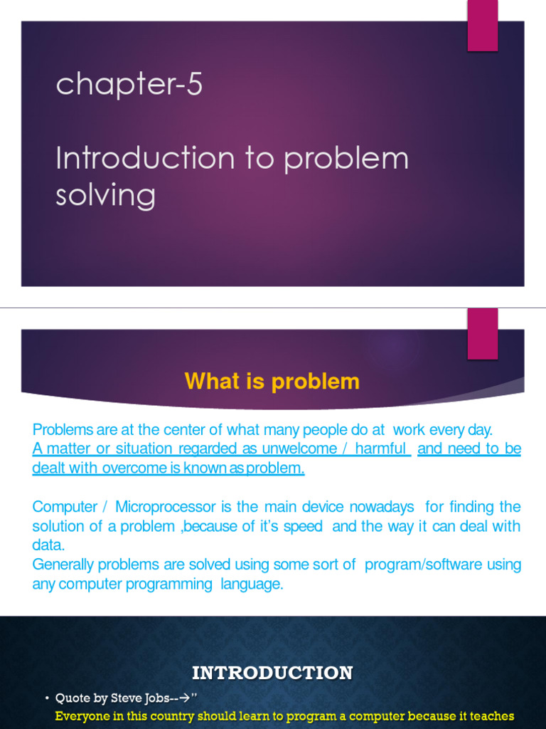 Chapter 5 Introduction Problem Solving Part-1 | PDF | Application Software | Computer Programming