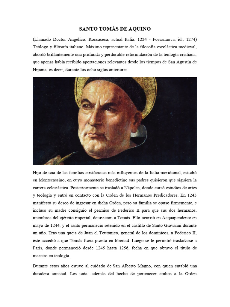 Santo Tomás de Aquino | PDF | Tomás de Aquino