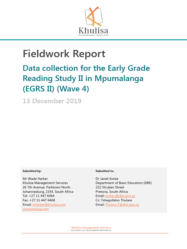 Egrsii w4 2019 Fieldwork Report | PDF | Teachers | Field Research