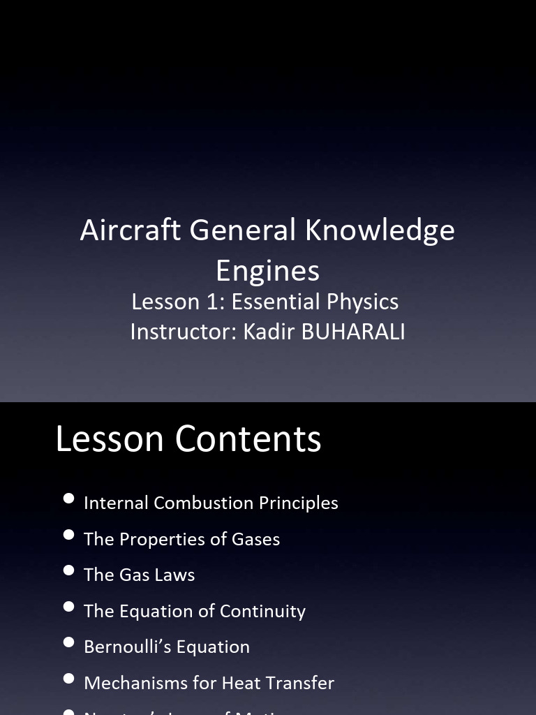 Aircraft Engine Physics Essentials | PDF | Gases | Engines