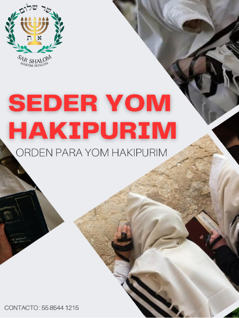 Seder Yom Hakipurim Sar Shalom Original | PDF | Pecado | Seder de Pascua