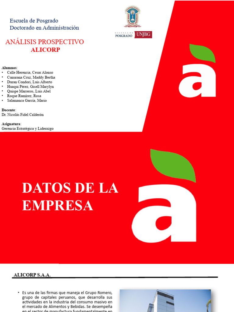 Grupo 3 - ANALISIS PROSPECTIVO ALICORP FINAL | PDF