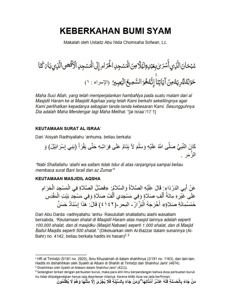 KEBERKAHAN BUMI SYAM - Makalah | PDF