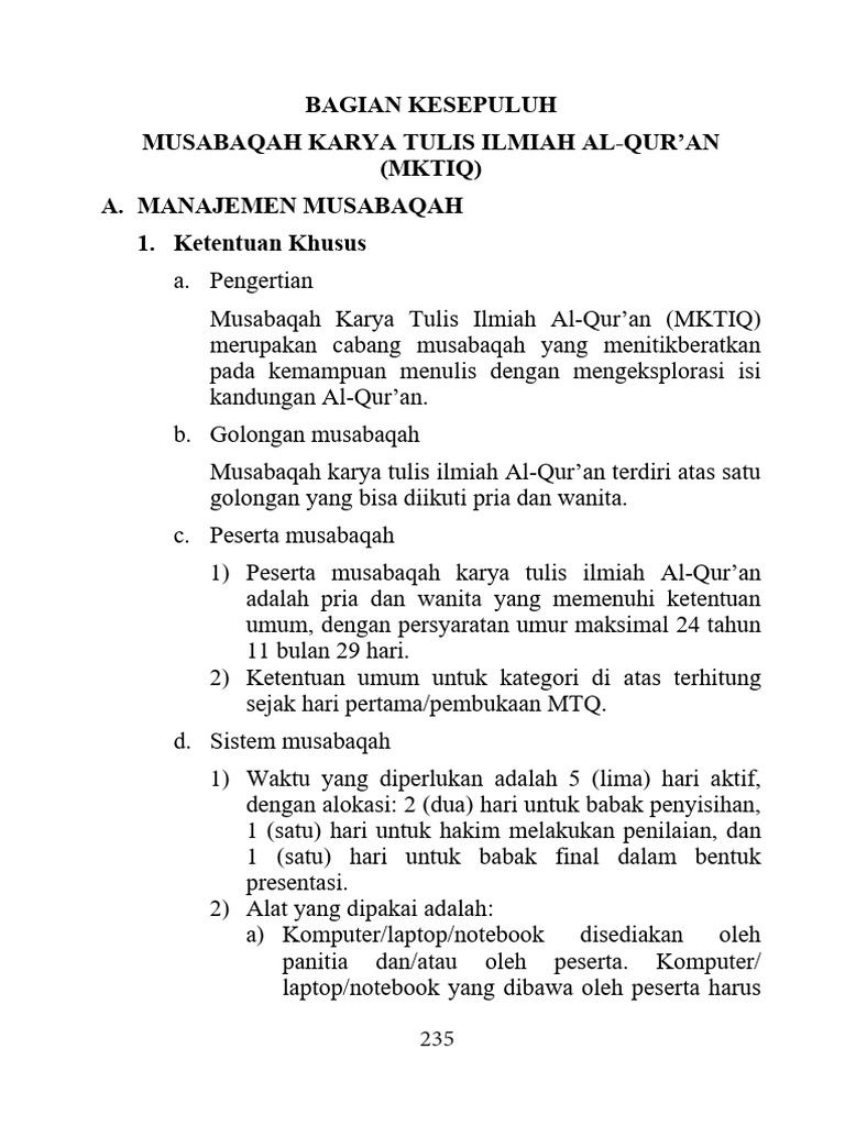 Buku Pedoman Musabaqah Al Quran Dan Al Hadist Tahun 2023 | PDF