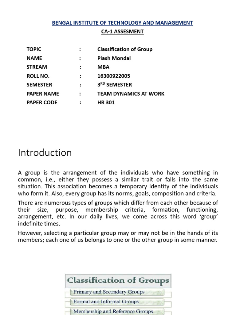 Classification of Group Types | PDF | Career & Growth
