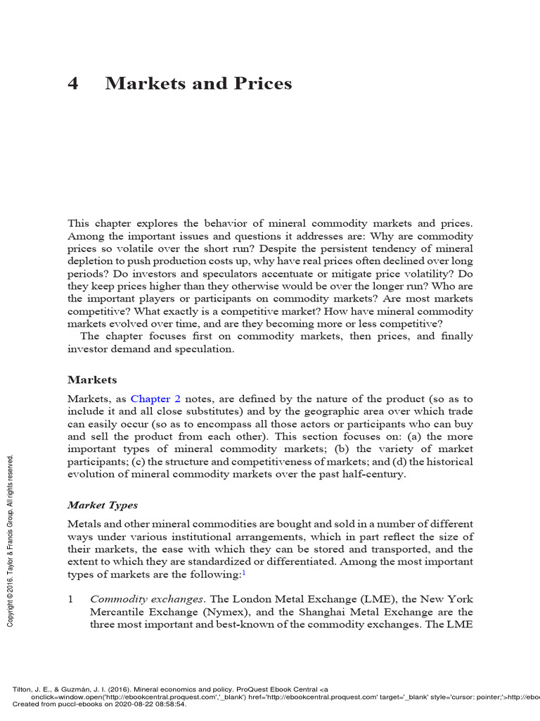 Mineral Economics and Policy - (PART I Mineral Economics A Conceptual ...