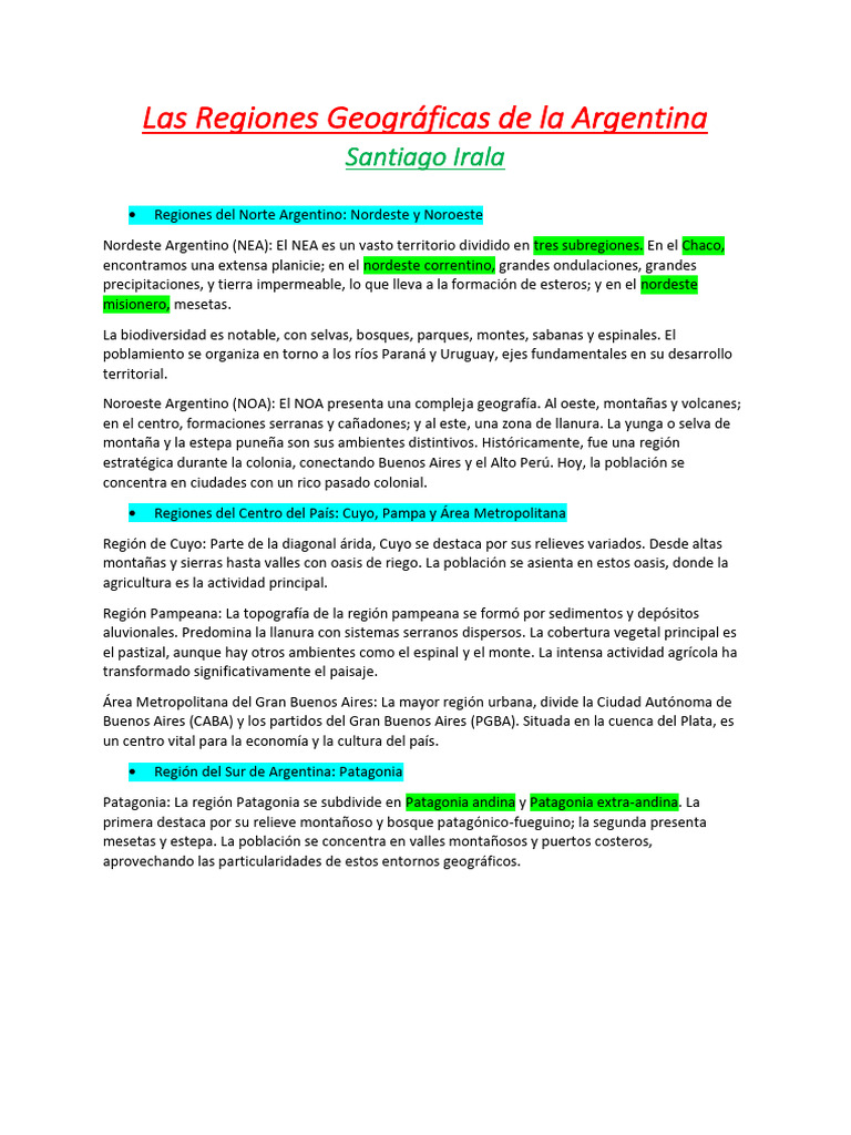 Las Regiones Geográficas de La Argentina | PDF