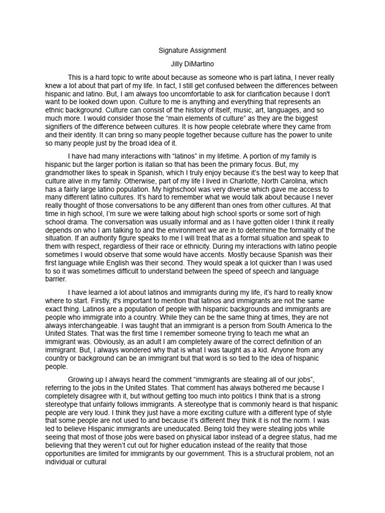 Spa 112 Signature Assignment | PDF