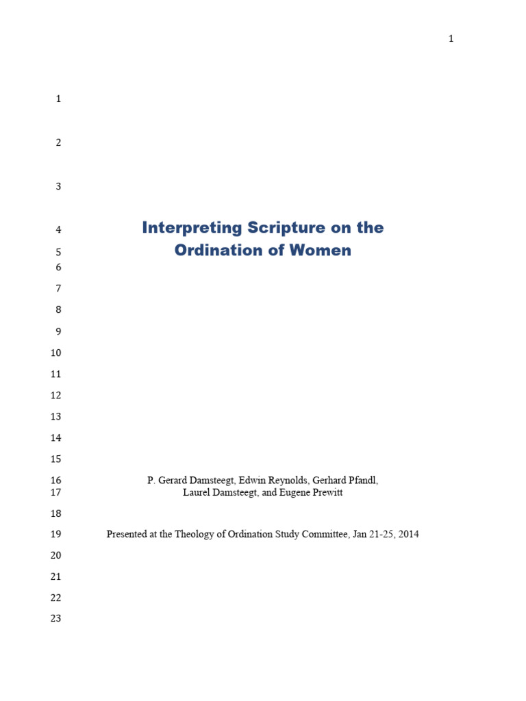 Hermeneutics Interpreting Scripture On The Ordination of Women | PDF | Adam | Bible