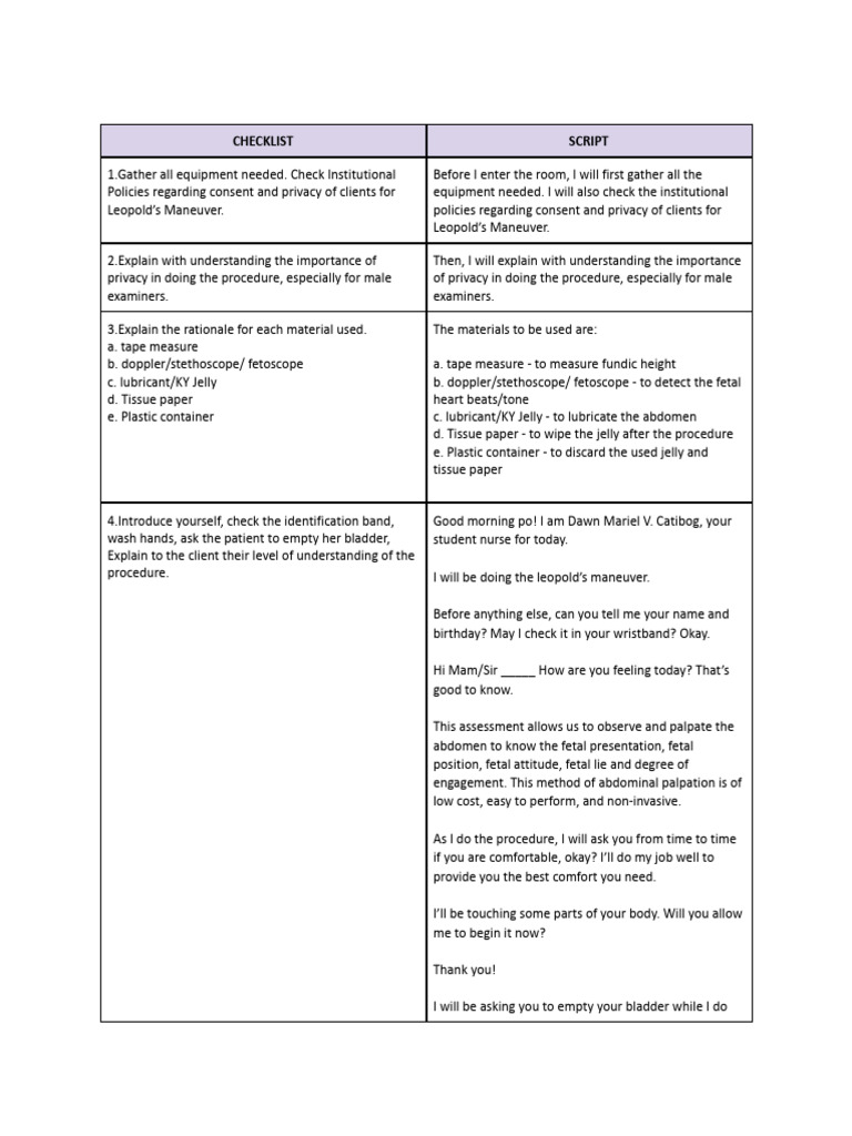 Leopold's Maneuver Retdem Script | PDF | Heart | Heart Rate