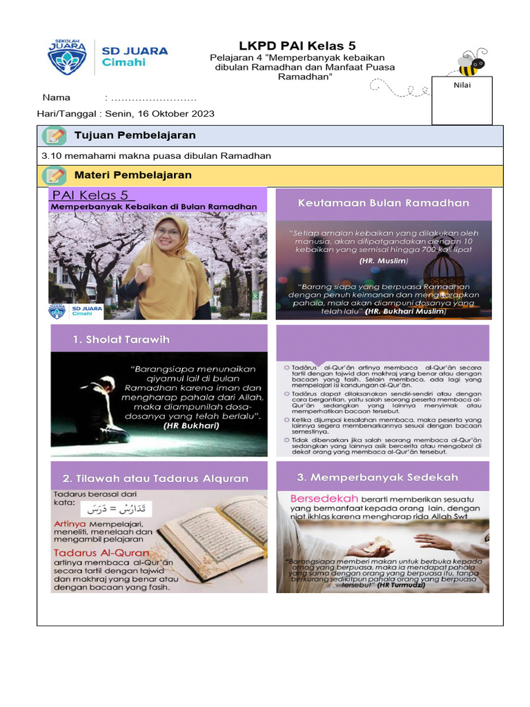 4.23 LKPD PAI Kelas 5 - Memperbanyak Kebaikan Dibulan Ramadhan Dan ...