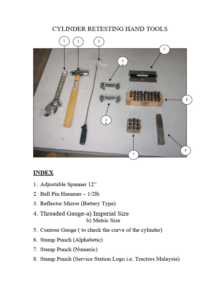 Cylinder Retesting Hand Tools List | PDF