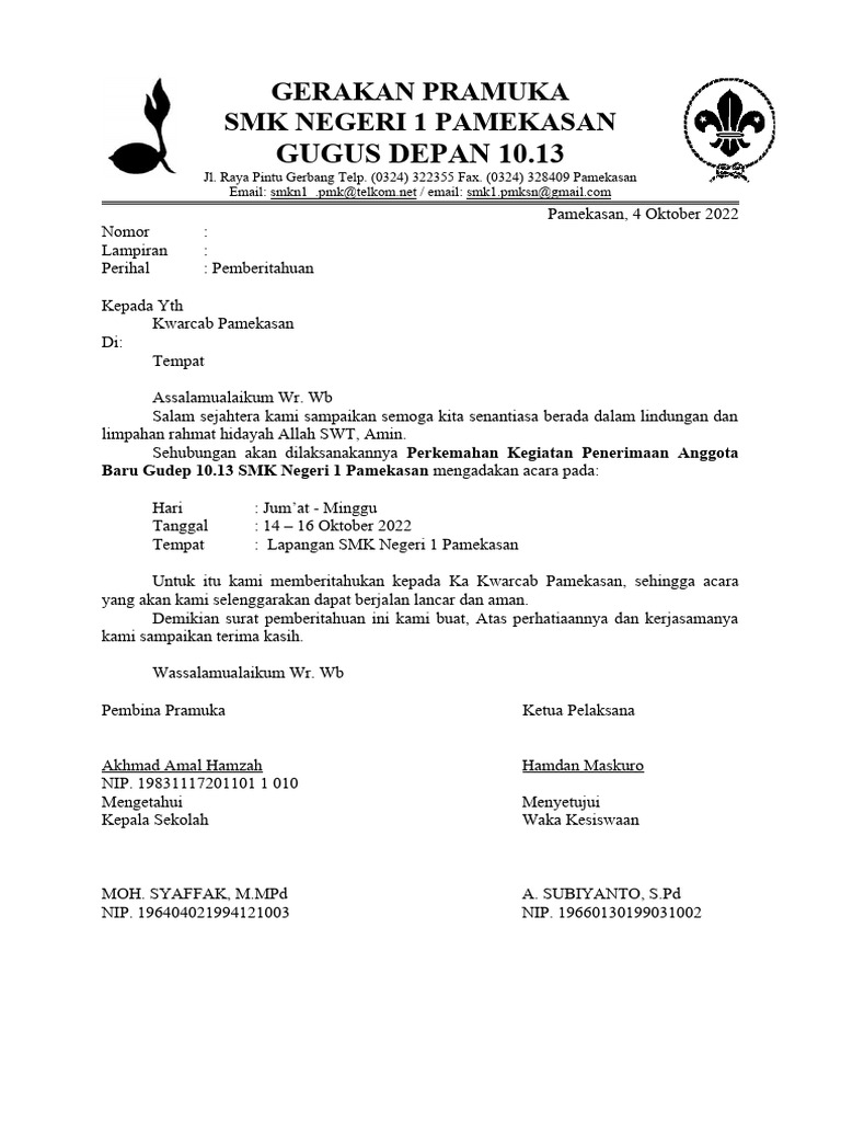 Surat Izin Dan Pemberitahuan | PDF