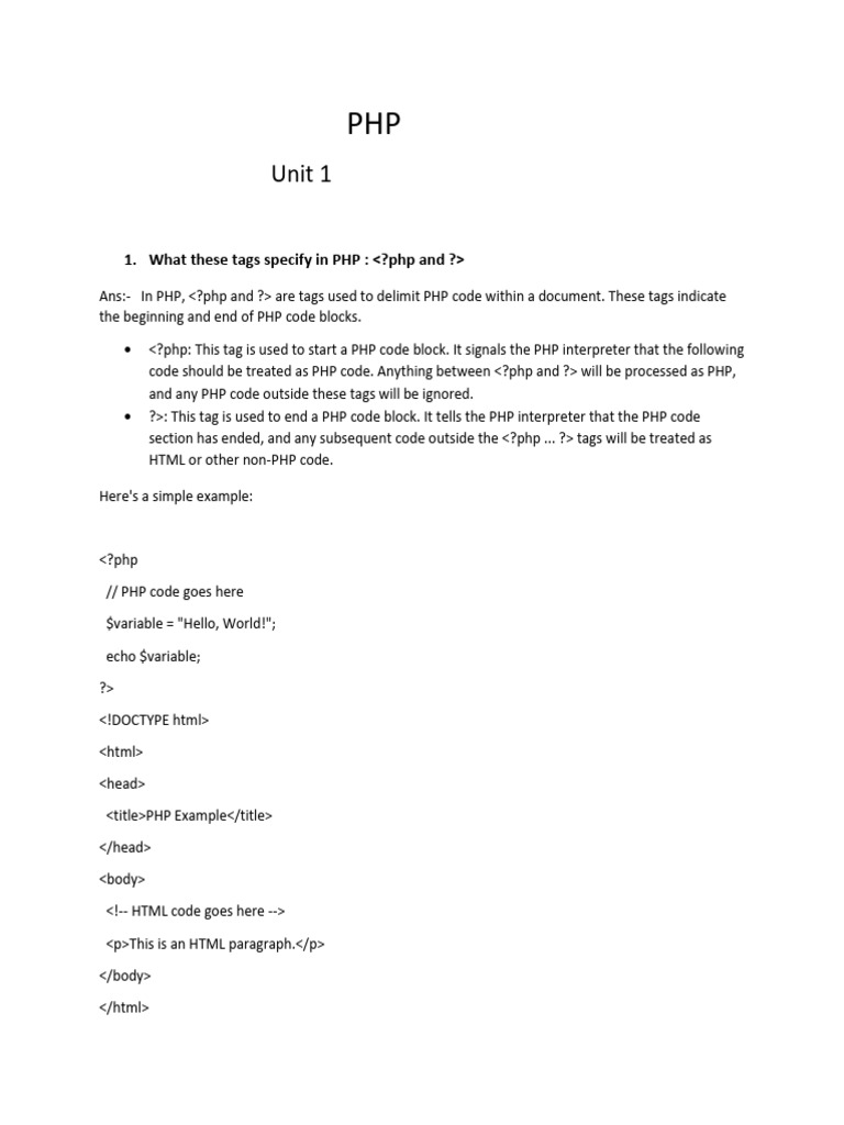 PHP Questions | PDF | Php | Dynamic Web Page PHP Questions | PDF | Php | Dynamic Web Page