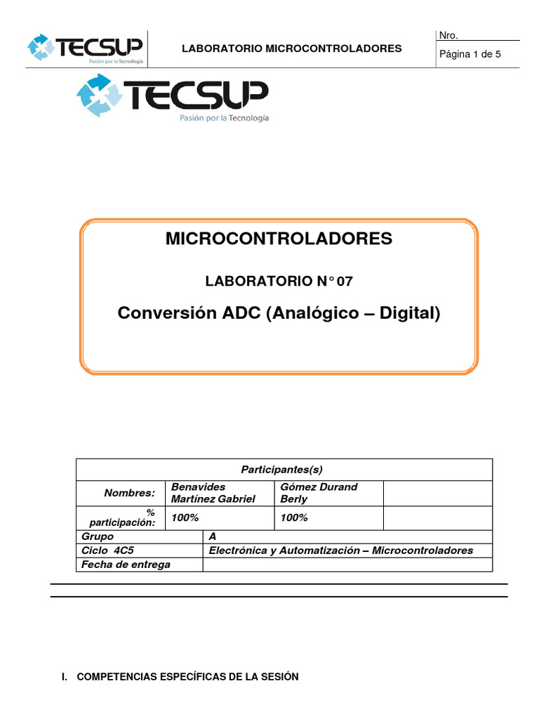 Lab 07 Conversión ADC | PDF