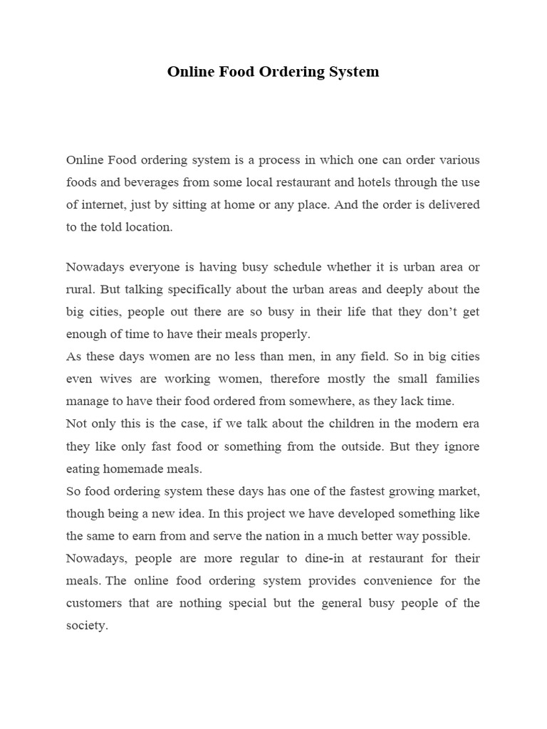 Online Food Ordering System Project | PDF | Waiting Staff | Databases