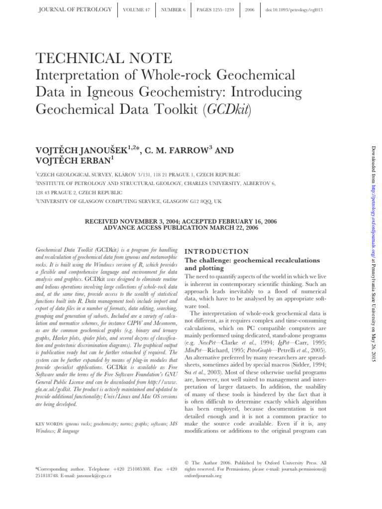 GCDKit Paper Janousek 2006 | PDF | Statistical Classification | R ...