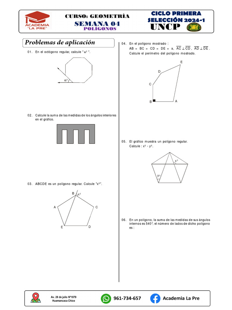 Semana 04 Polígonos Pdf Ángulo Formas Geométricas