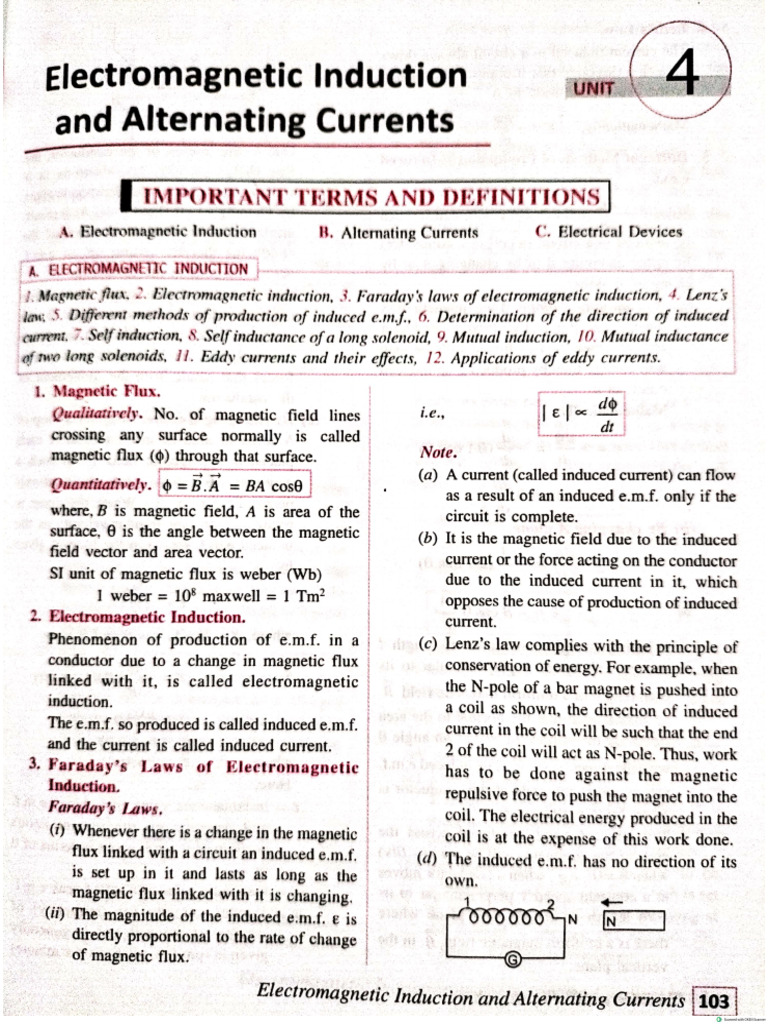 Chapter-4-Electromagnetic Induction and Alternating Currents | PDF