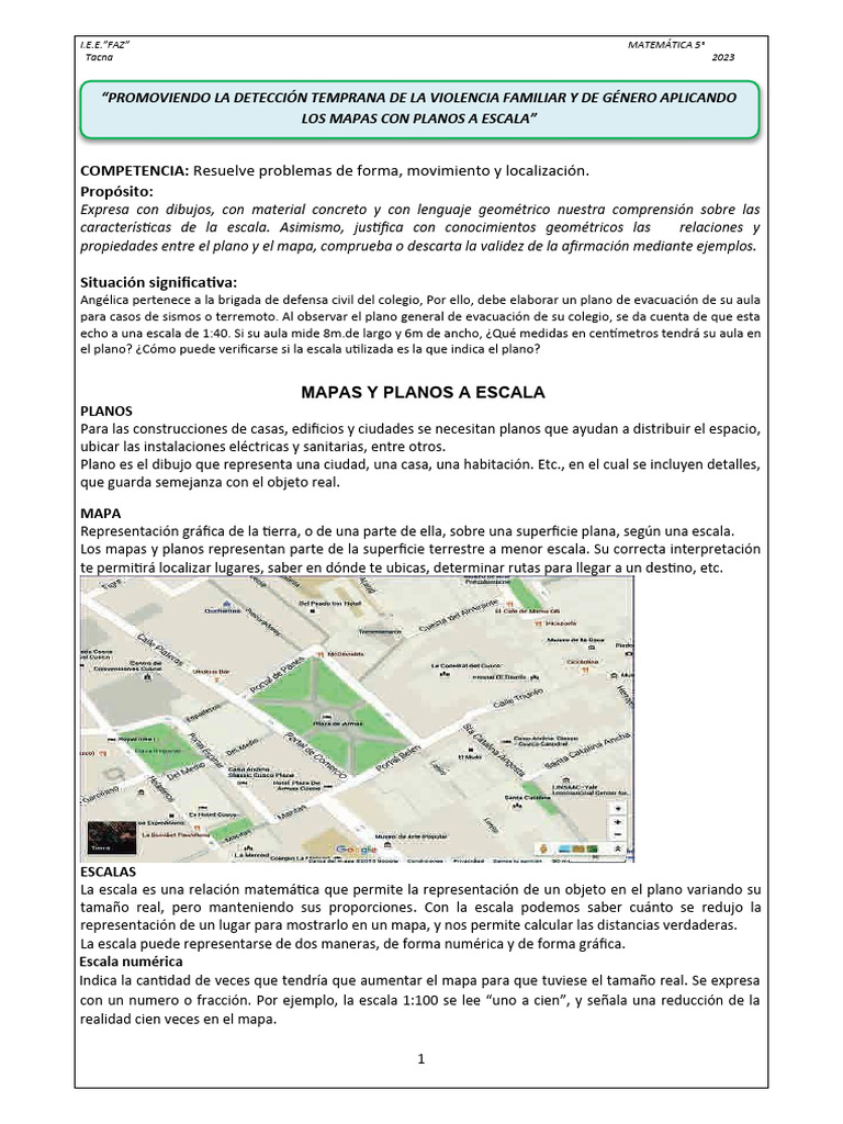 Mapas y Planos a Escala en Secundaria | PDF | Mapa | Geometría
