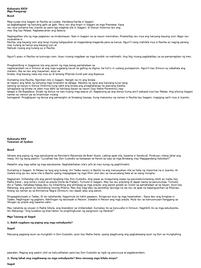 El Fili Part 2 Buod | PDF