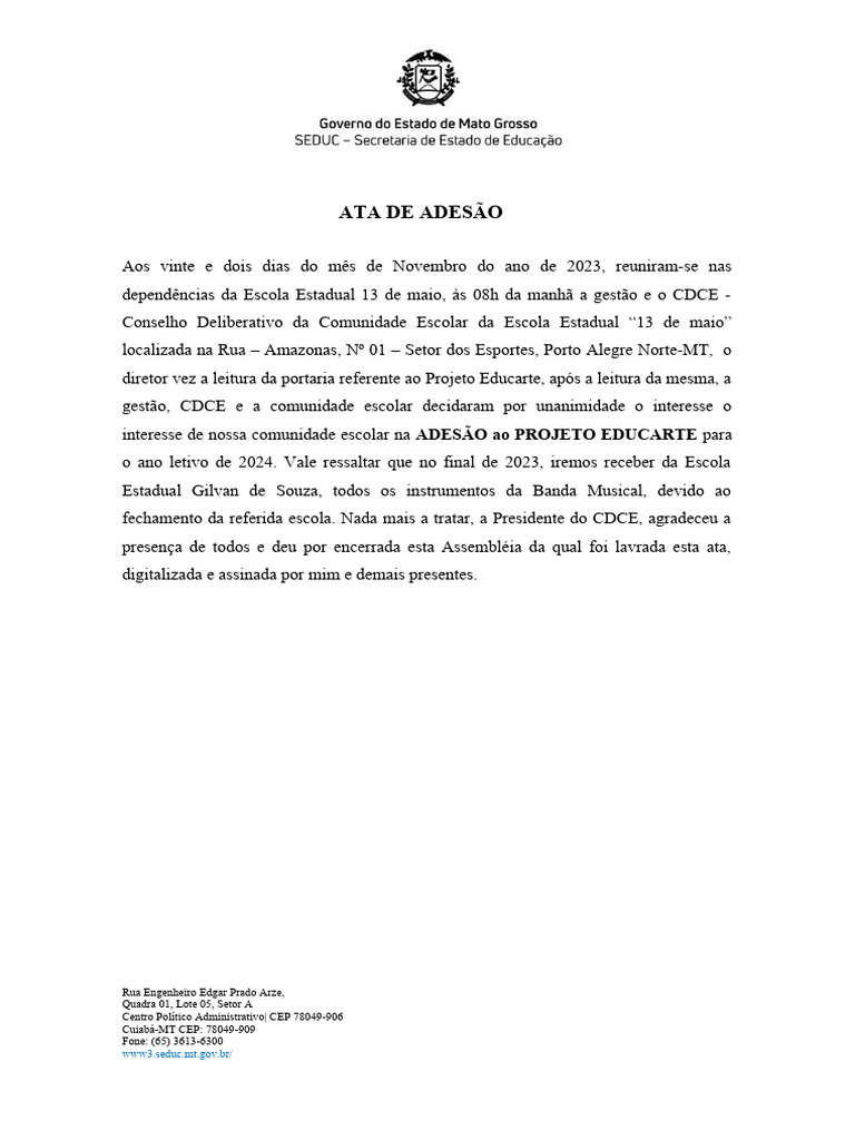 Ata de Adesão | PDF