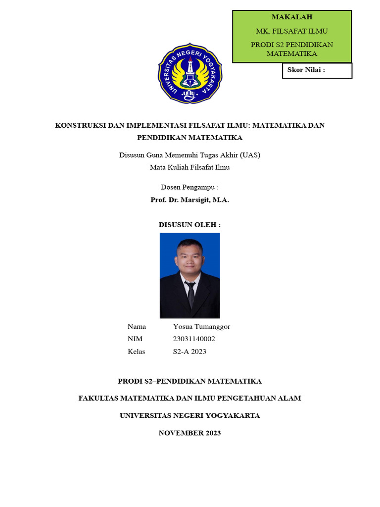 Konstruksi Dan Implementasi Filsafat Ilmu: Matematika Dan Pendidikan Matematika | PDF | Sains ...