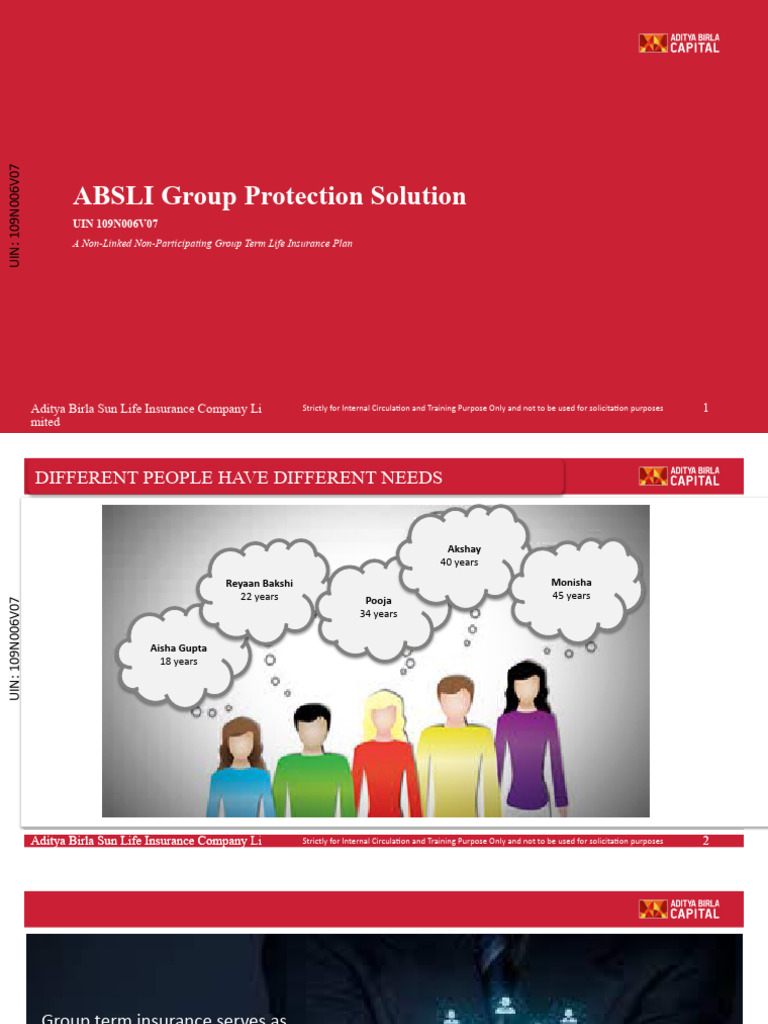 ABSLI Group Protection Solutions Overview | PDF | Insurance | Life Insurance