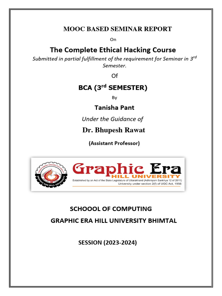 Mooc Based Seminar Report 3 Sem Tanisha Pant | PDF | Security Hacker | Malware