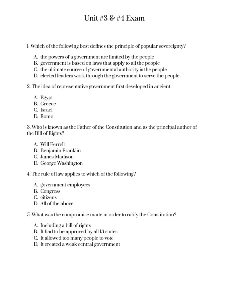 Unit 3 4 Exam Us Government | PDF | Constitution | Supreme Court Of The ...