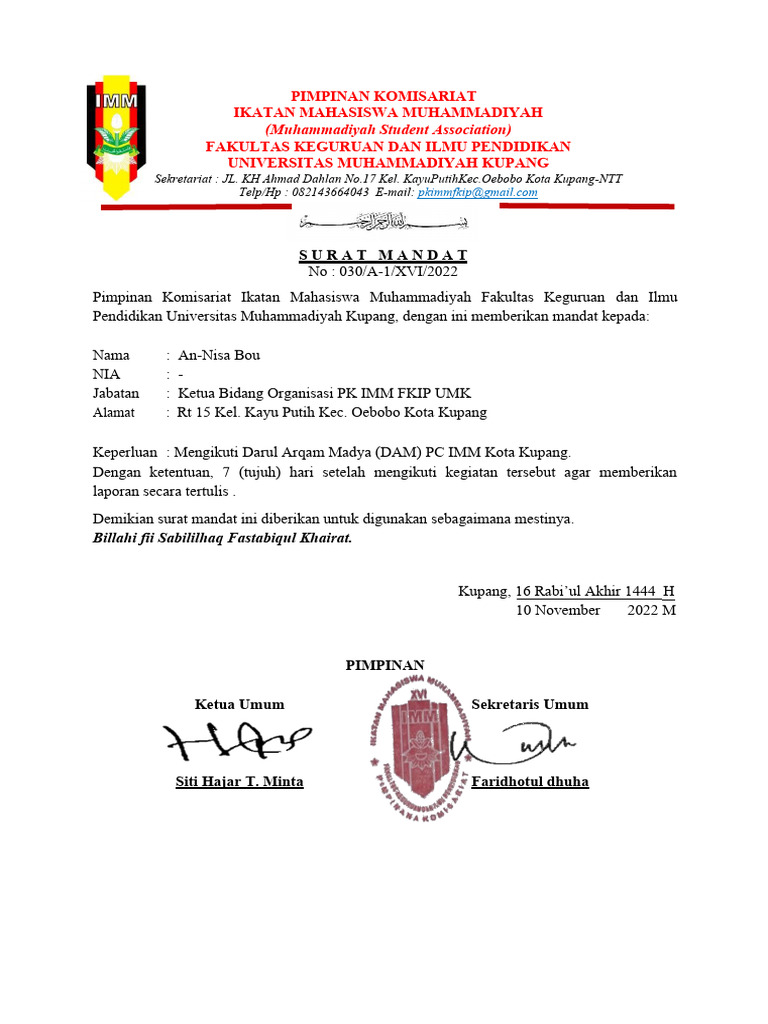 Surat Mandat Imm | PDF