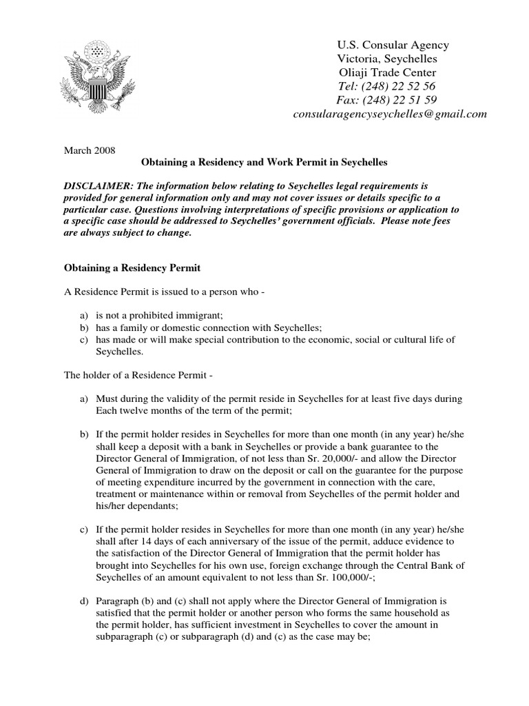 Obtaining-Residency-and-Work-Permit-in-Seychelles | PDF | Immigration ...
