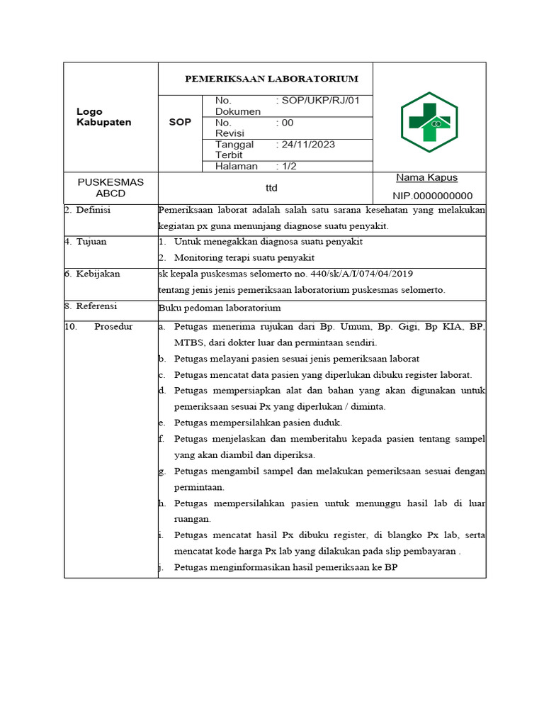 A Spo Pemeriksaan Lab F | PDF