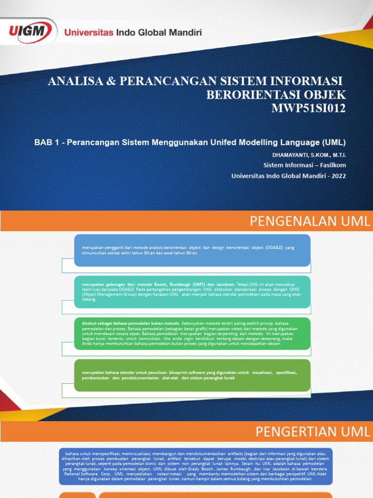 Bab 1 - Perancangan Sistem Menggunakan Unifed Modelling Language (UML) - Konsep OOP | PDF