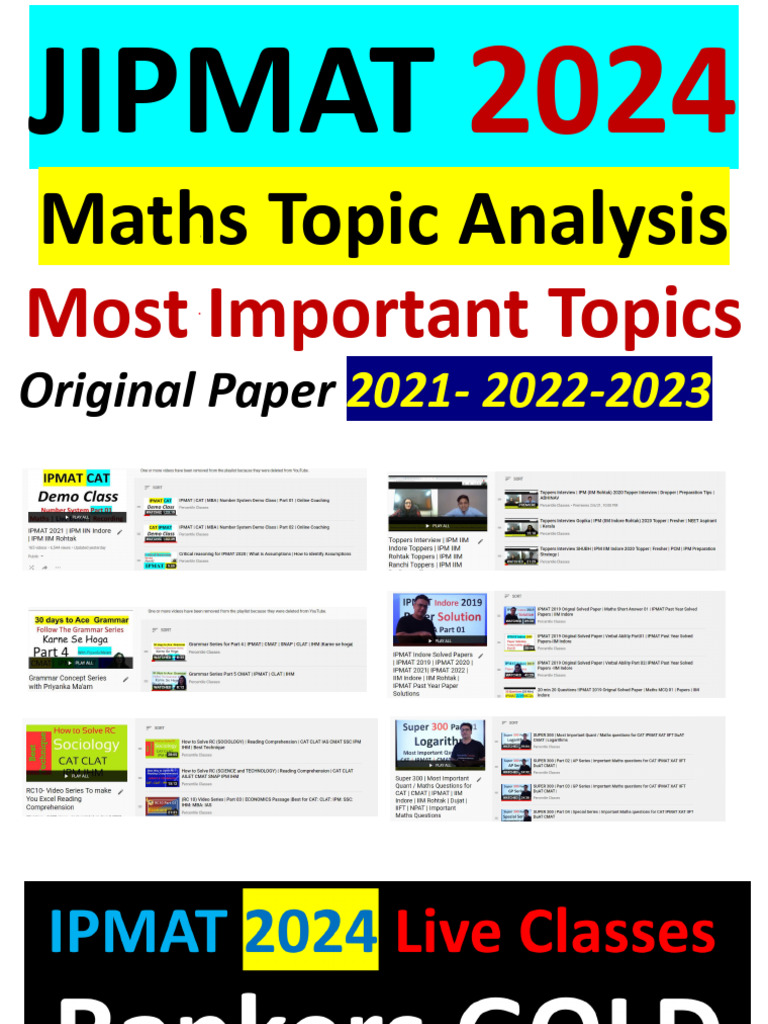 JIPMAT 2024 Maths Syllabus Topic Analysis 2021 2022 2023 | PDF | Equations | Determinant