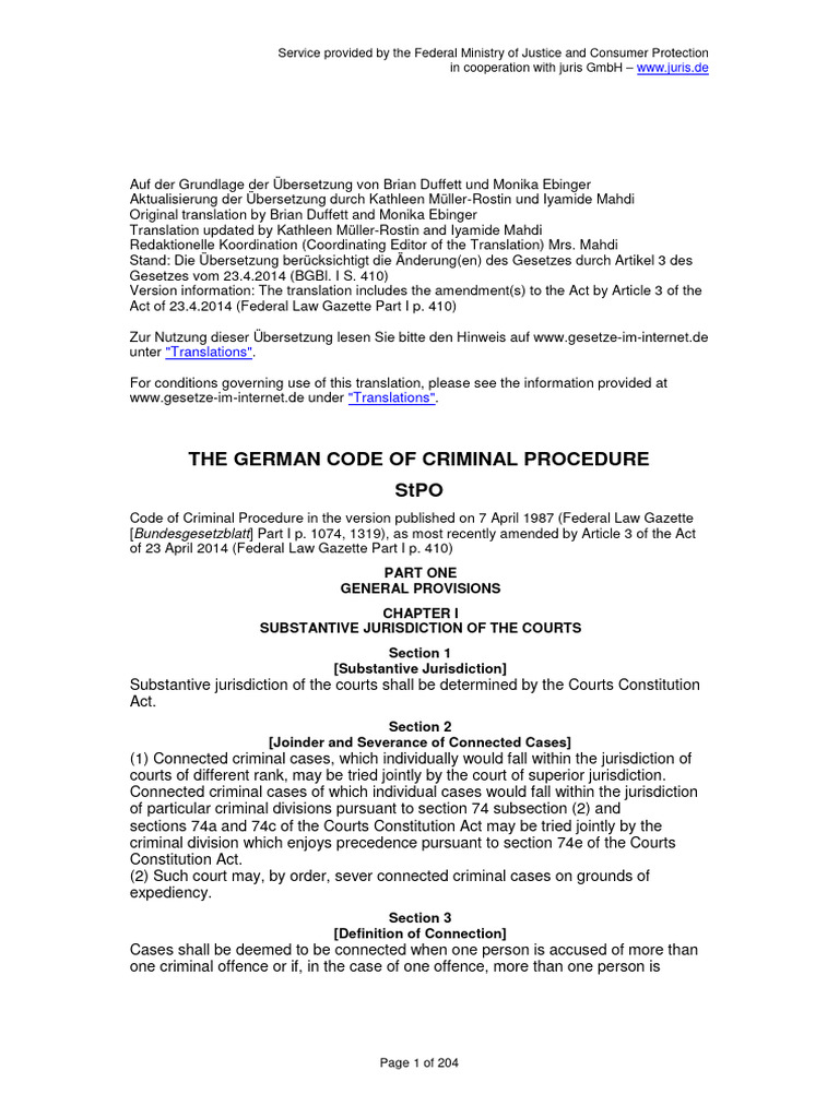 Código Procesal Penal Alemán | PDF | Court System Of Canada | Prosecutor