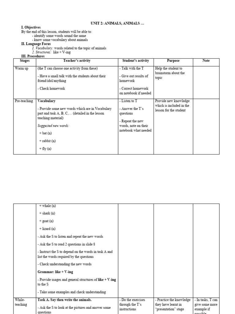FFM - Unit 02 - Animals, Animals | PDF | Vocabulary | English Language