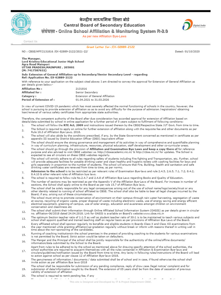 Affiliation Letter | PDF