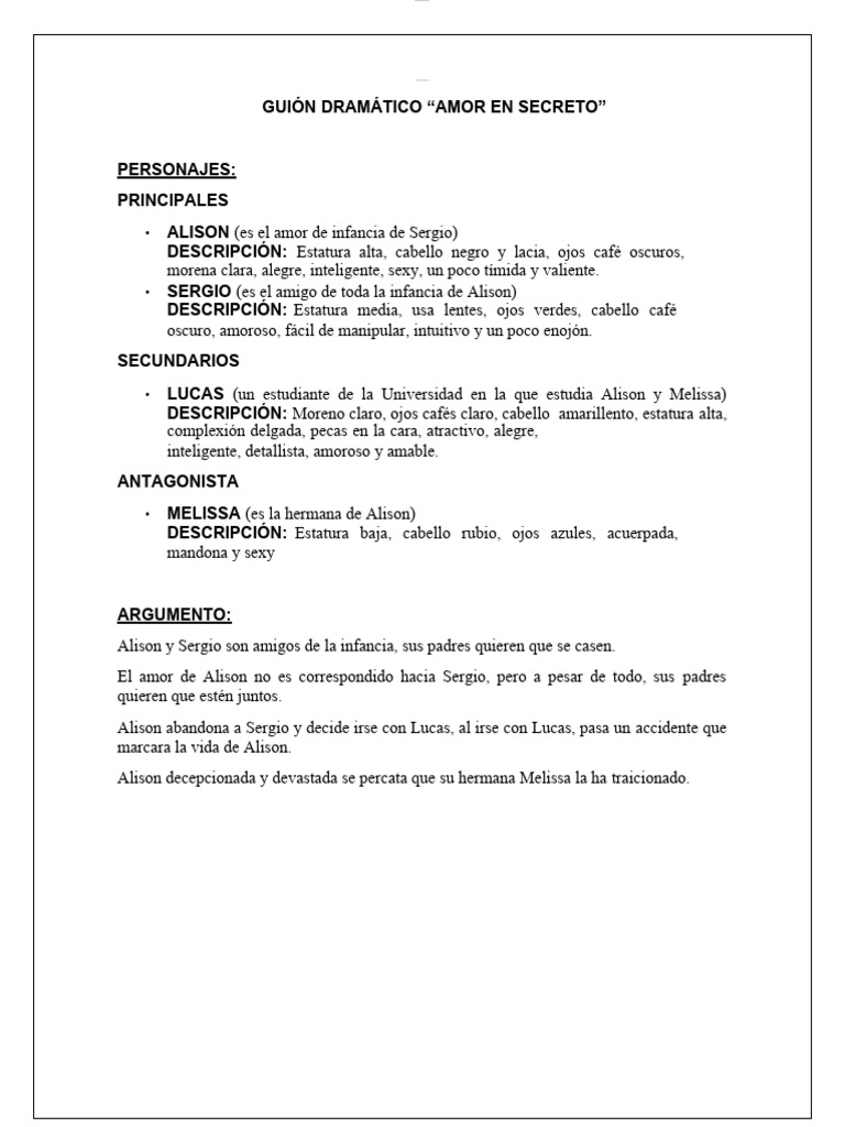 Modelo de Guion | PDF | Amor