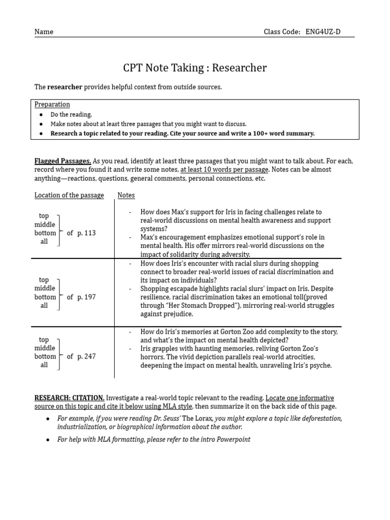 Completed Researcher Role Sheet | PDF | Mental Health | Racism