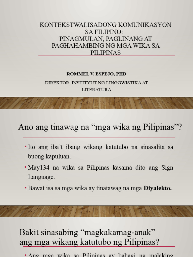 Pinagmulan Paglinang at Paghahambing Ng Mga Wika Sa Pilipinas. | PDF Pinagmulan Paglinang at Paghahambing Ng Mga Wika Sa Pilipinas. | PDF