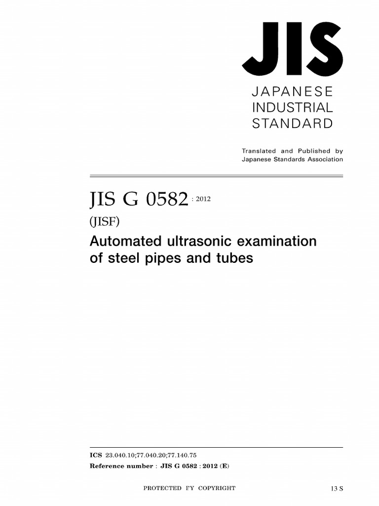 Jis G 0582-2012 | PDF | Nondestructive Testing | Pipe (Fluid Conveyance)