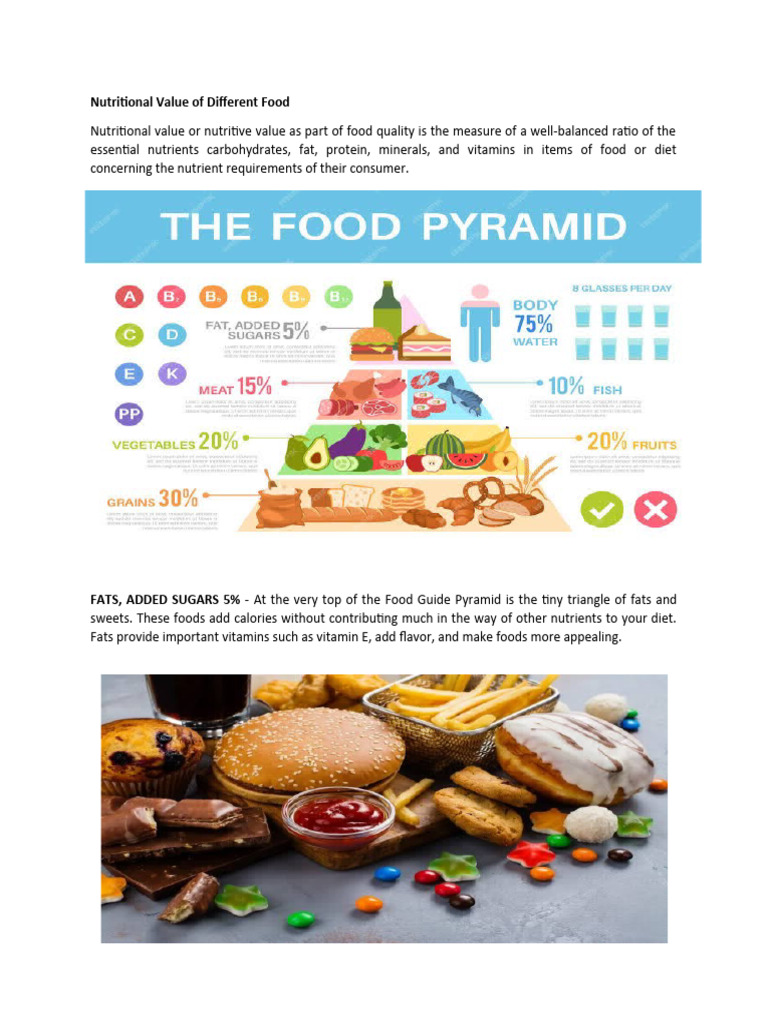Nutritional Value of Foods Explained | PDF | Wellness | Lifestyle