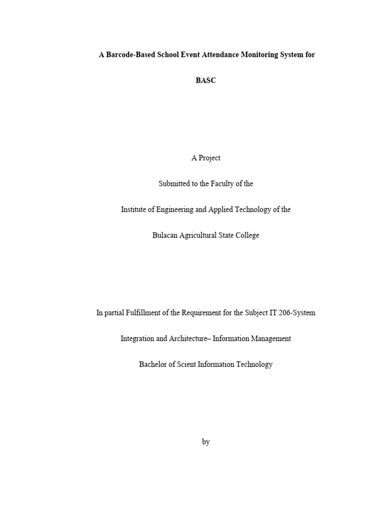 A Barcode-Based School Event Attendance Monitoring System For BASC ...