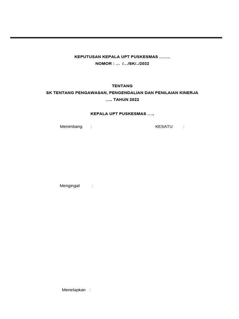 SK Pengawasan Kinerja Puskesmas 2022 | PDF